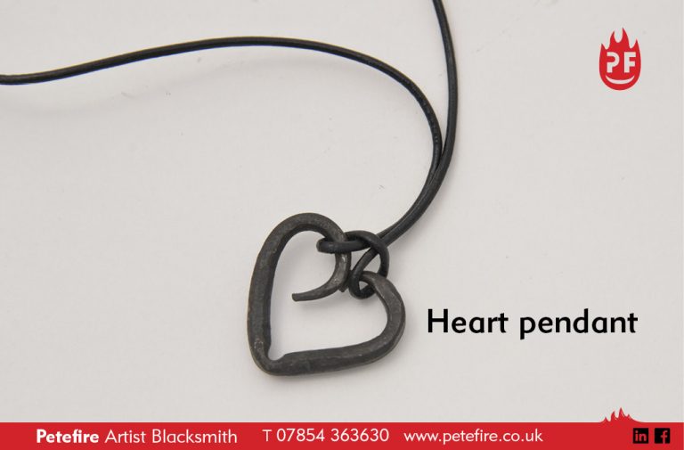 Blacksmith forged heart pendant â€“ leather necklace cord, St Albans, Herts