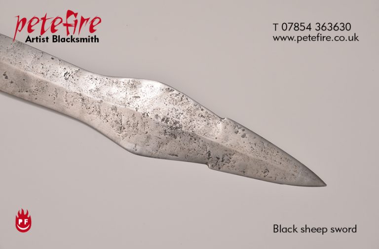 Black sheep sword, hot forged by Petefire Artist Blacksmith, Watford, Herts