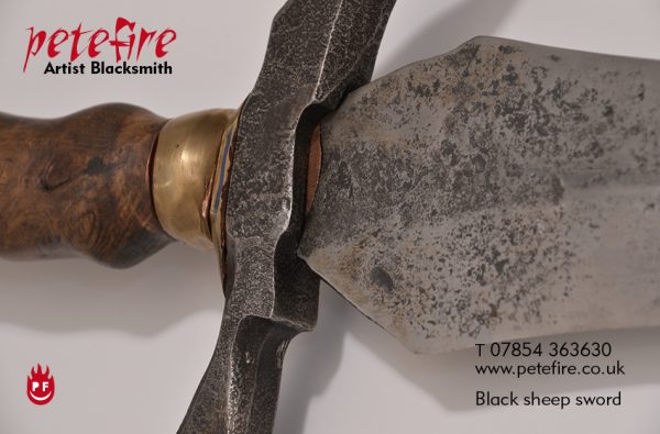 Black sheep sword, hot forged by Petefire Artist Blacksmith, Watford, Herts