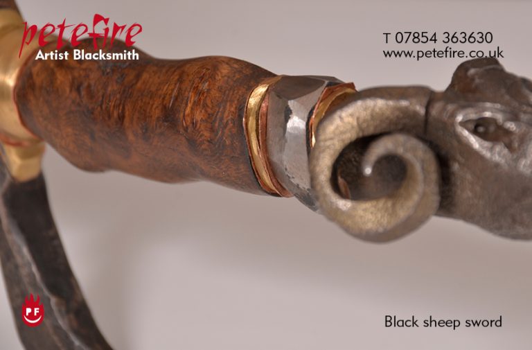 Black sheep sword, hot forged by Petefire Artist Blacksmith, Watford, Herts
