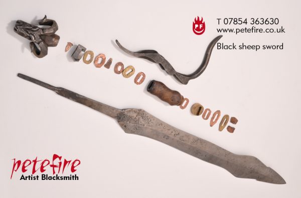 Black sheep sword, hot forged by Petefire Artist Blacksmith, Watford, Herts
