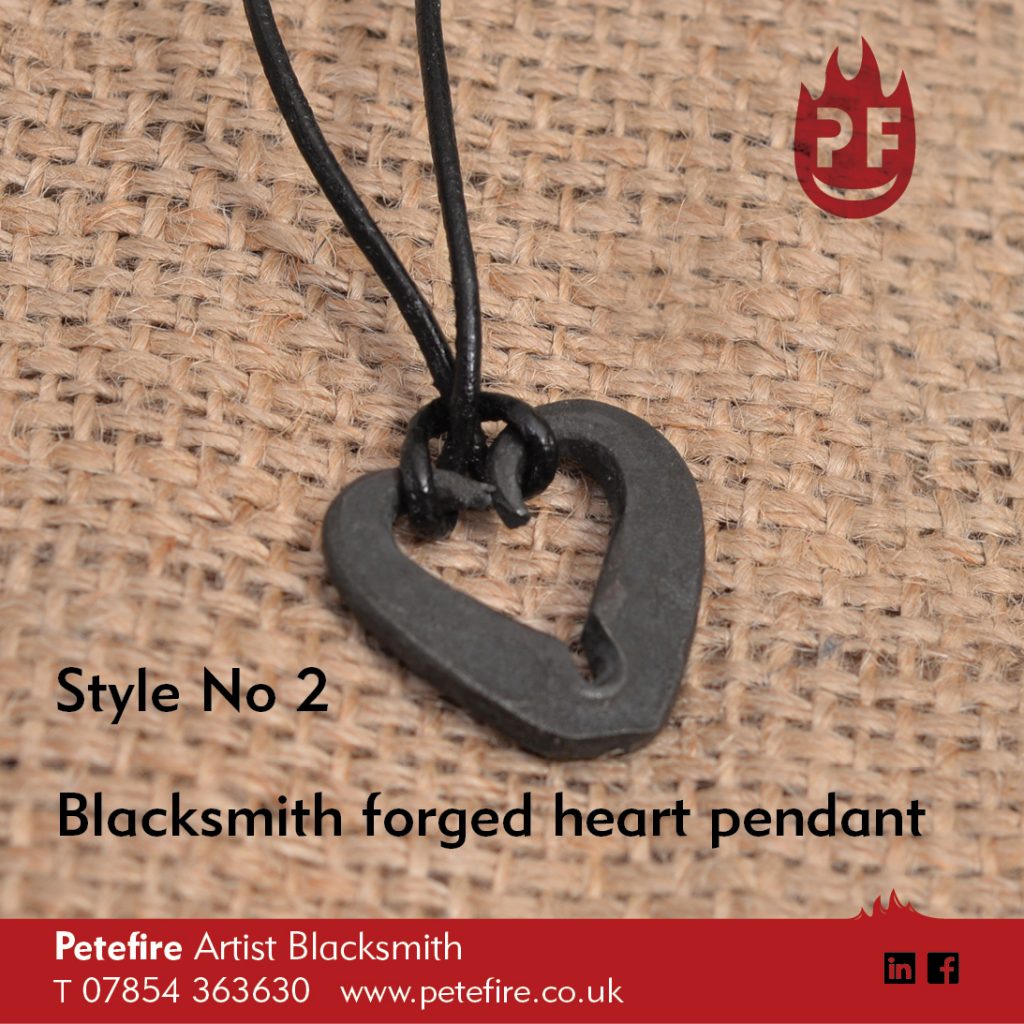 Blacksmith forged in fire heart pendant, £18 inc post, buy online or direct