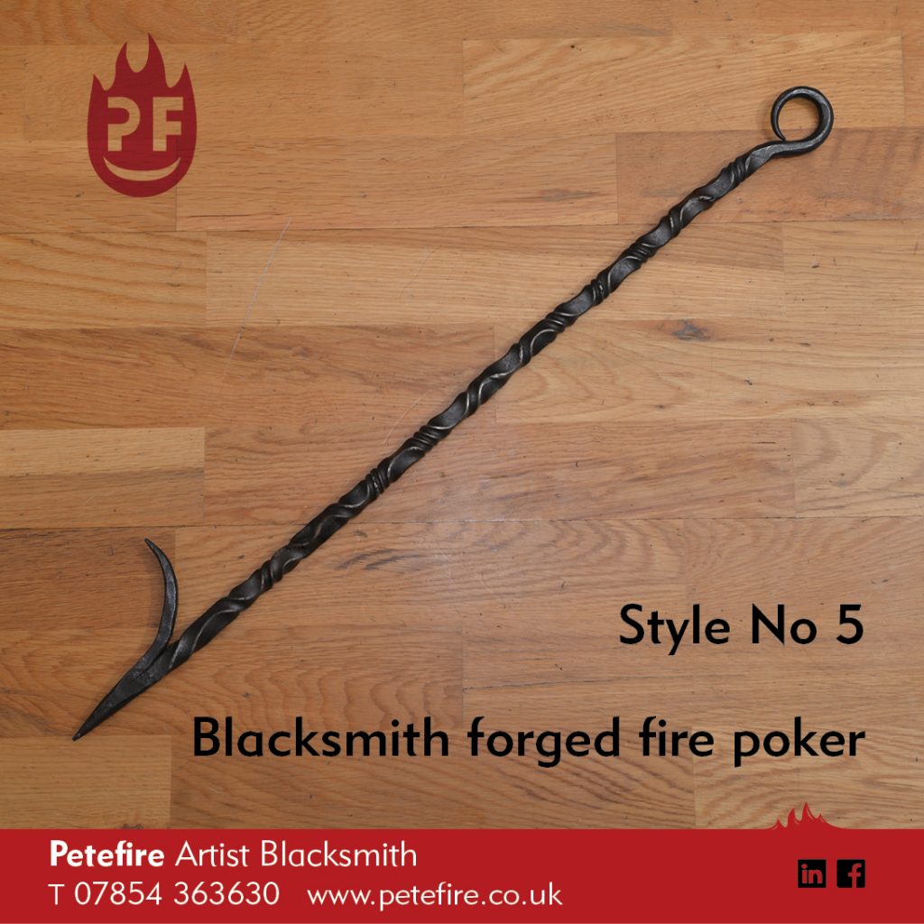 Fire poker, style no 5 - Petefire Artist Blacksmith, St Albans, Herts